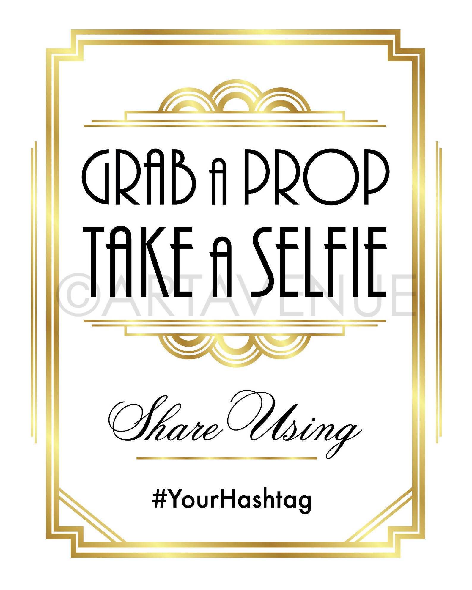 Art Deco Party Signs Grab A Prop and Take A Selfie Custom - Etsy