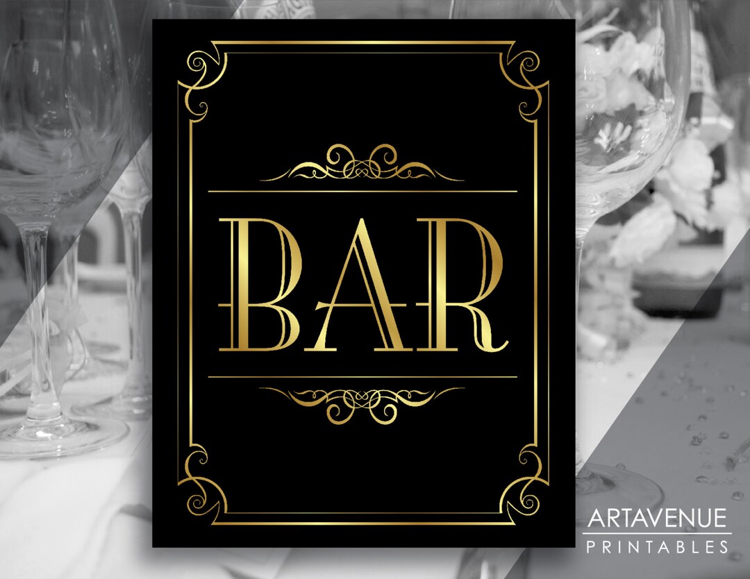 Printable Art Vintage Gold Wedding Sign - "bar" Sign - Faux Gold ...