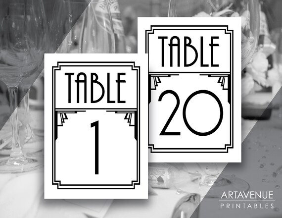 Art Deco Table Numbers Sign Printables 5x7 Table Numbers | Etsy