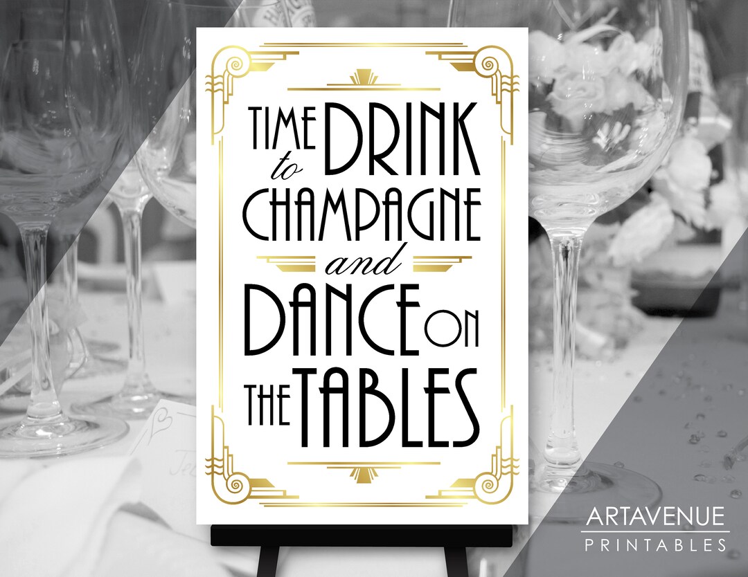 Roaring 20's Gatsby Party Poster Download | Gatsby Time to Drink ...