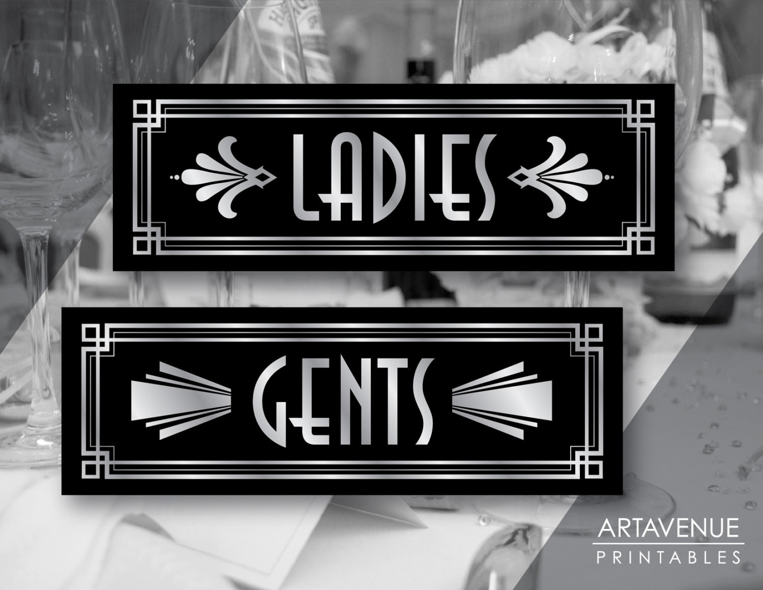 Printable Art "ladies" and "gents" Signs - Gatsby Wedding Restroom ...