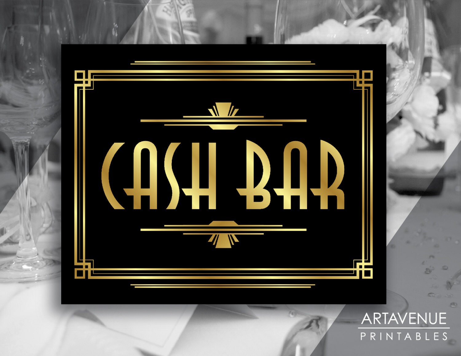 Gatsby Bar Decor Printable Cash Bar Sign Gatsby Party | Etsy