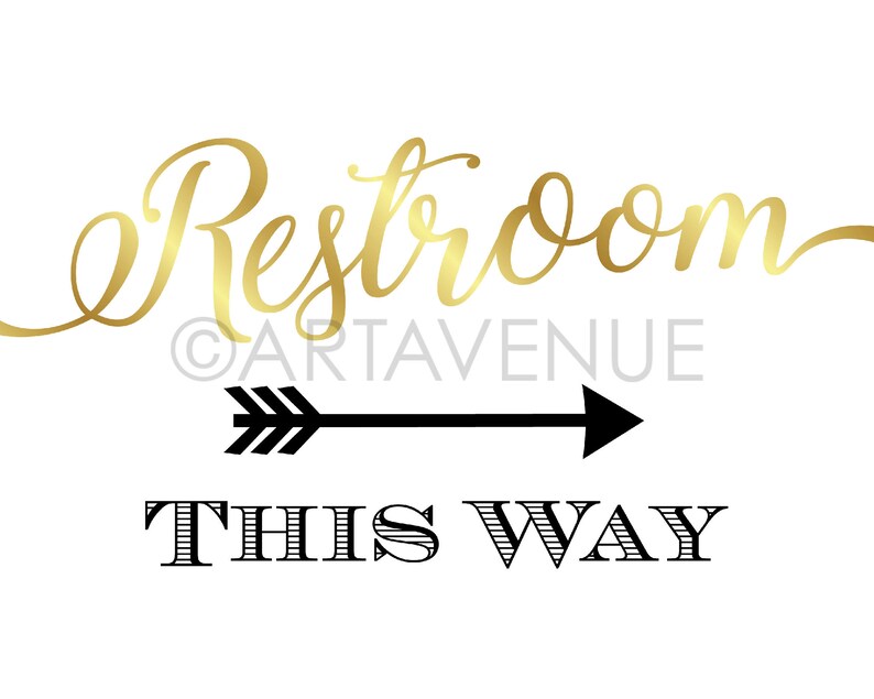 Gold Chic Party Signs Restroom This Way Sign Restroom Sign - Etsy UK