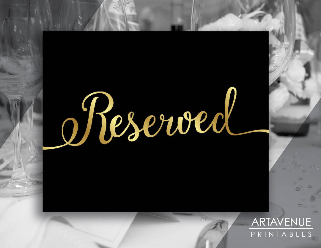 Chic Wedding Signs | RESERVED Sign | Black and Gold Wedding Sign ...