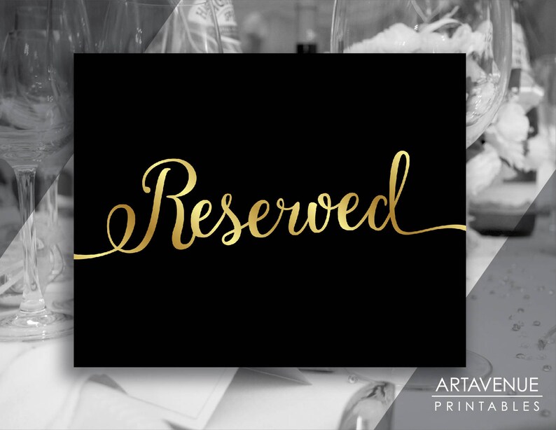Chic Wedding Signs RESERVED Sign Black and Gold Wedding | Etsy