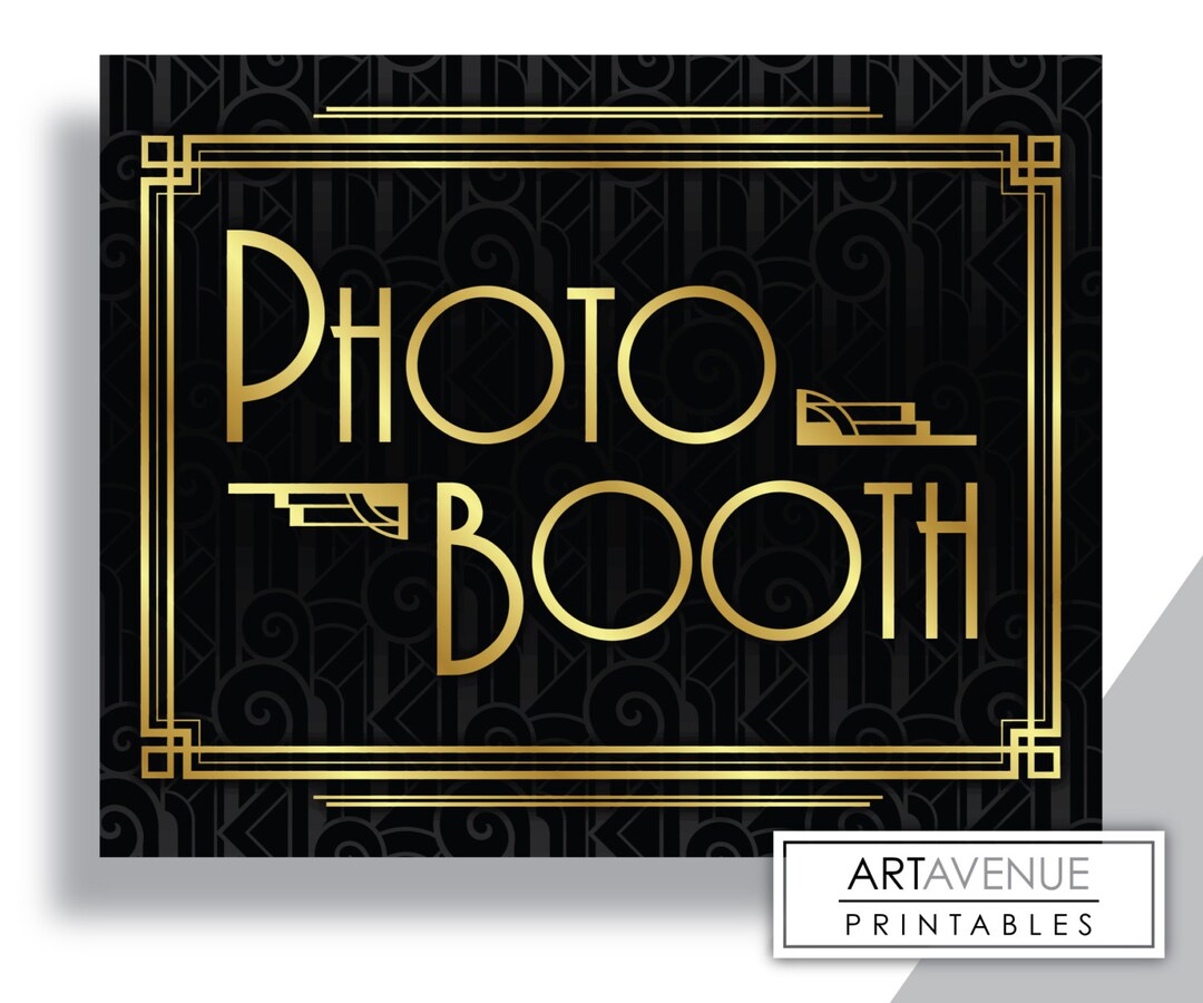 Great Gatbsy Photo Booth Sign Download, Art Deco Wedding Party Prop ...