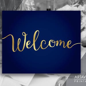 Navy and Gold Sign Printables / WELCOME Sign / Chic Wedding Printables ...
