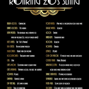 Roaring 20s Slang Poster Printable | 24 X 36 Roaring Twenties Slang ...