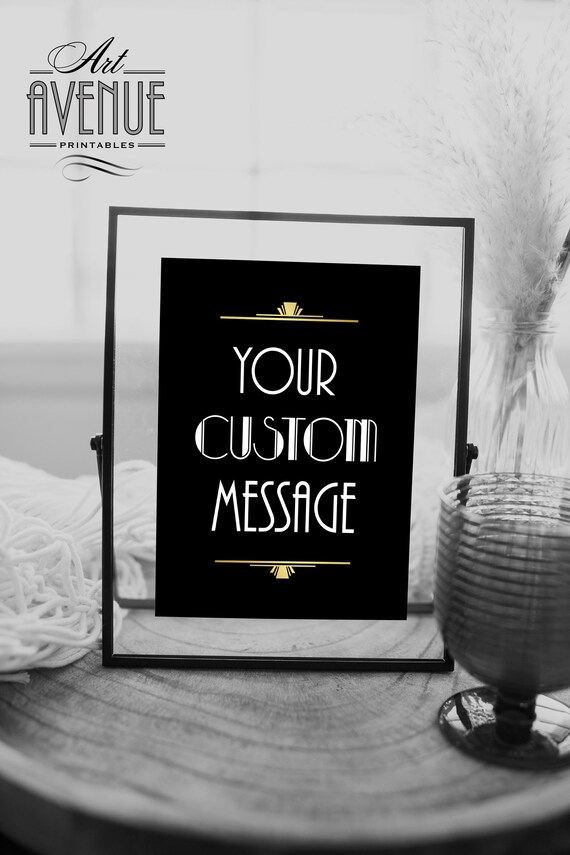 Editable Art Deco Template Custom Message Gold Gatsby - Etsy