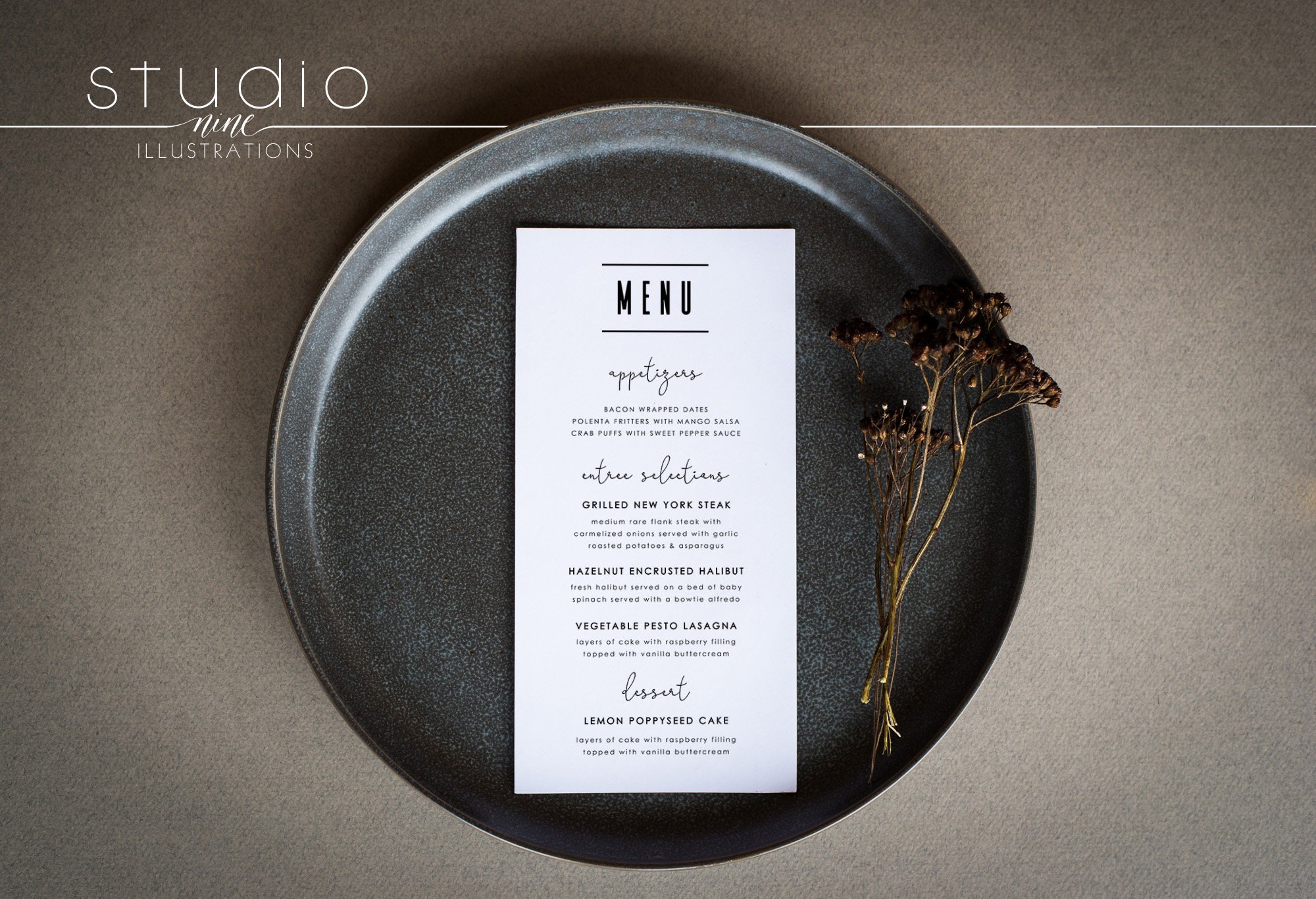 MODERN MINIMALIST Dinner Menu Template 4x8 Minimalist Wedding | Etsy