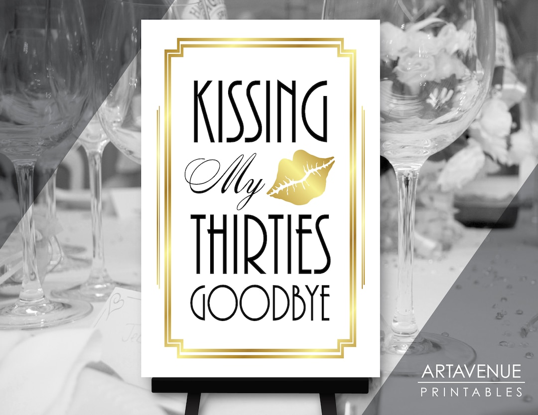 40th Birthday Party Sign Printable | Kissing My Thirties Goodbye Sign ...
