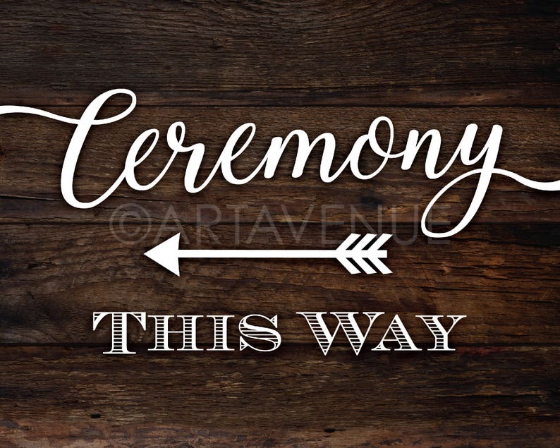 Rustic Chic Wedding Signs Ceremony This Way Sign Direction - Etsy