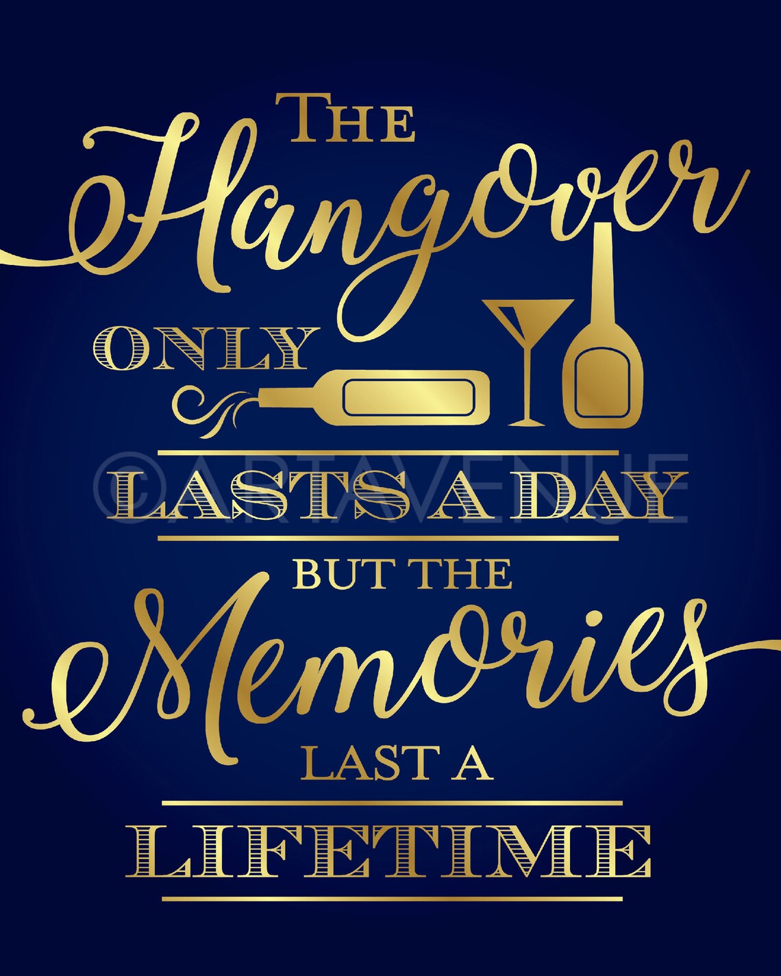 Chic Party Sign Printables Hangover Only Lasts A Day Etsy