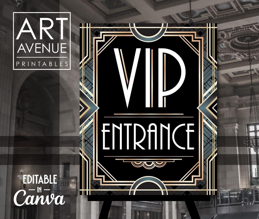 VIP Entrance Sign, Art Deco Wedding Party Sign Decorations, Roaring 20 ...