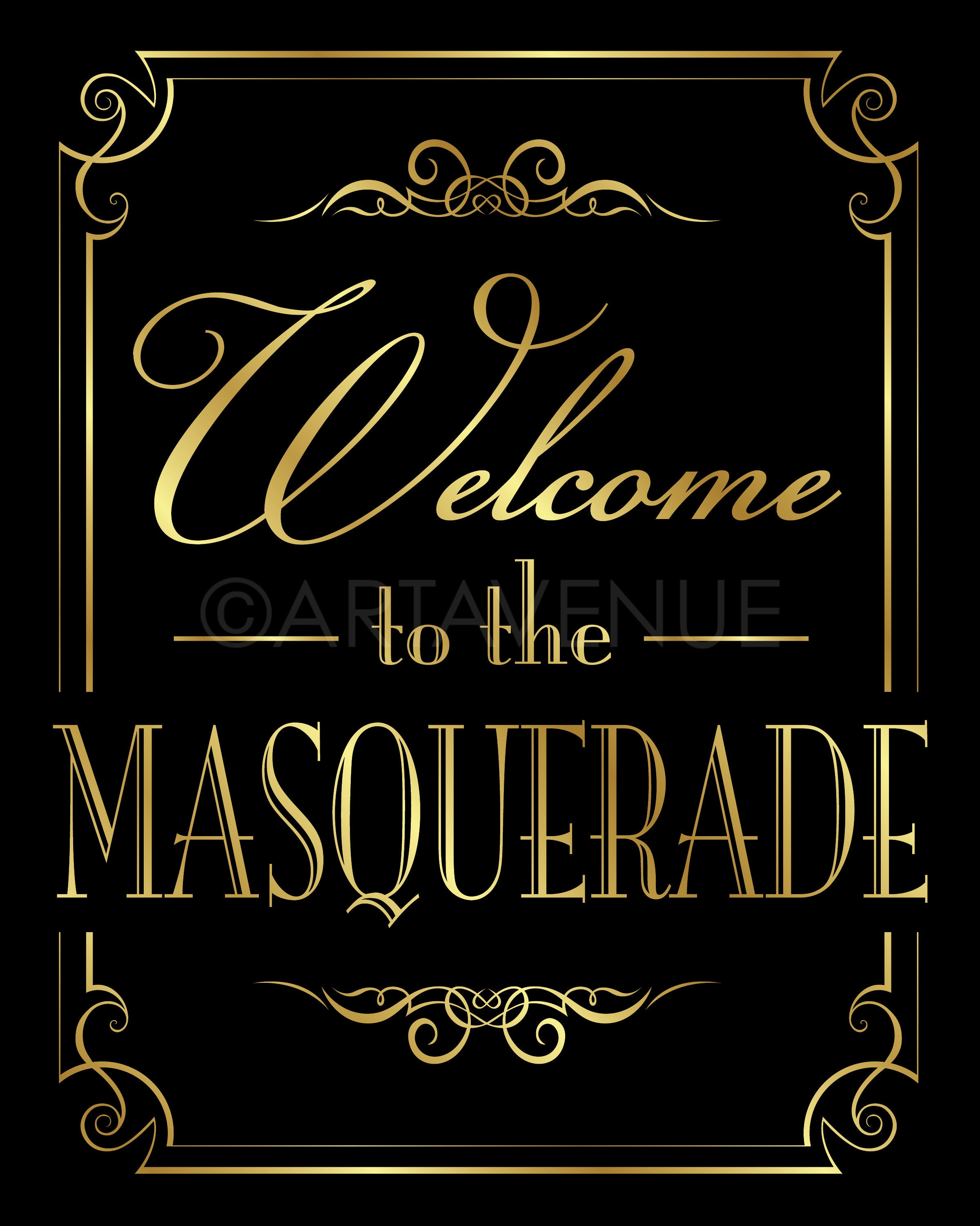 Masquerade Sign Printables Welcome to the Masquerade | Etsy