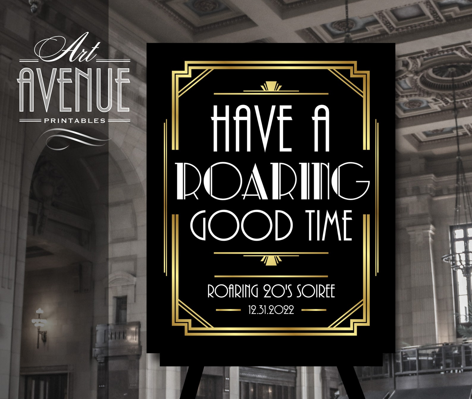 Have A Roaring Good Time Editable Sign Template Gold Gatsby - Etsy