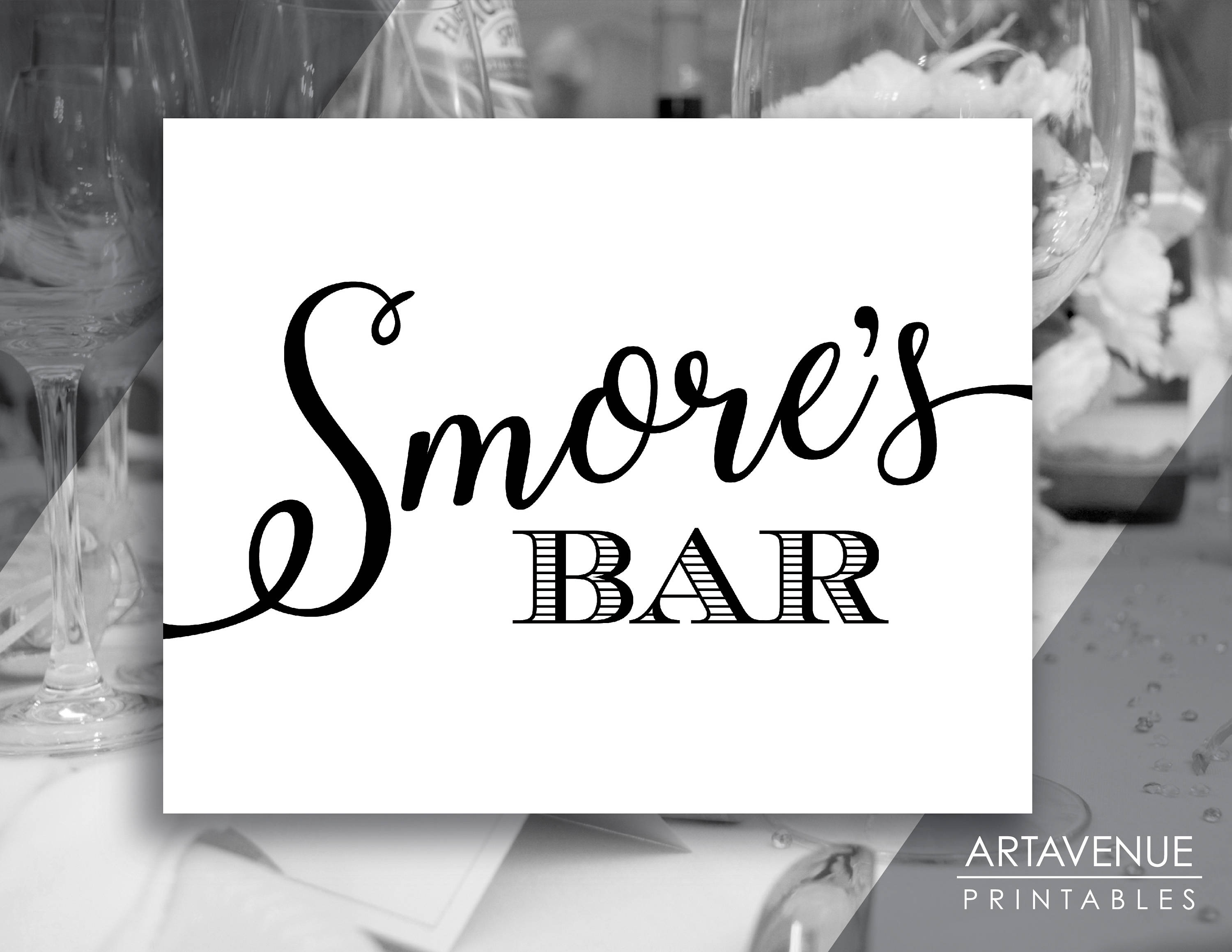Chic Wedding Sign Printables Smores Bar Sign Digital | Etsy