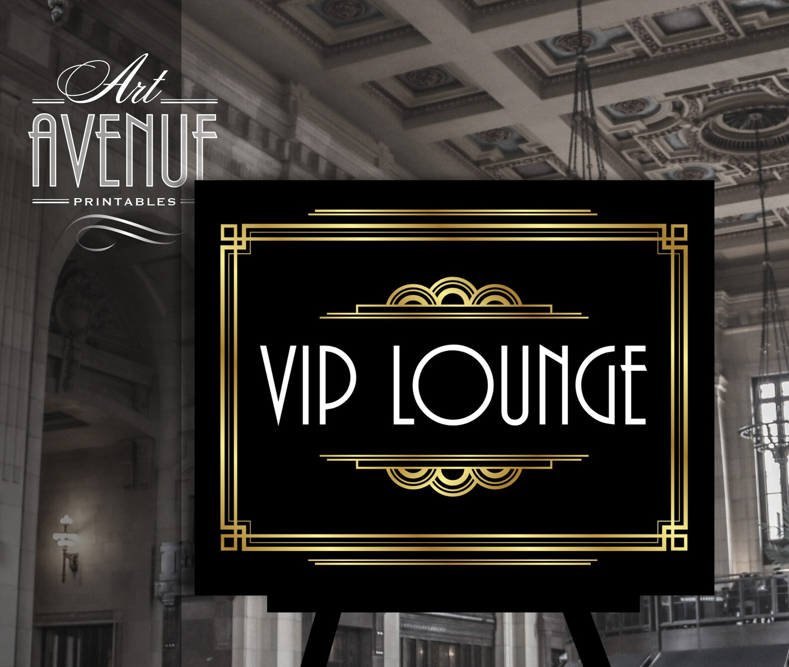 Editable VIP Lounge Sign Template Gold Gatsby Party VIP - Etsy