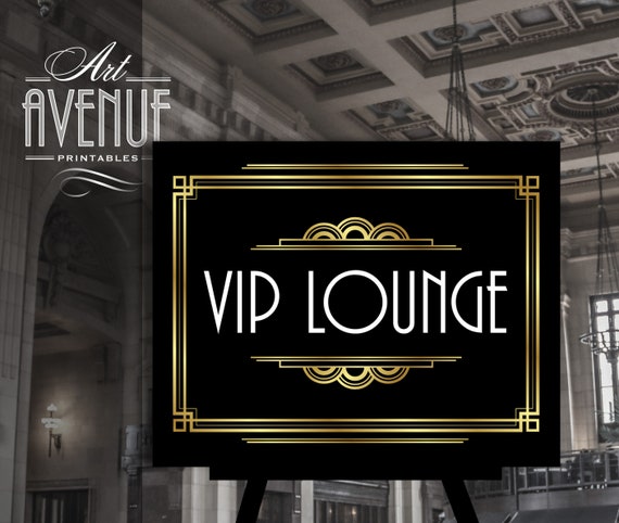 Editable VIP Lounge Sign Template Gold Gatsby Party VIP - Etsy Australia