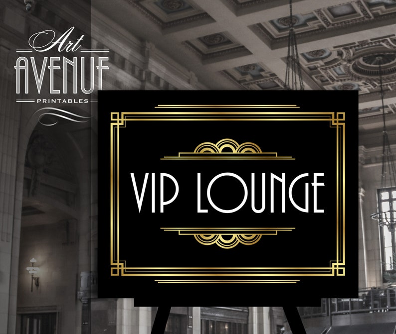 Editable VIP Lounge Sign Template Gold Gatsby Party VIP - Etsy