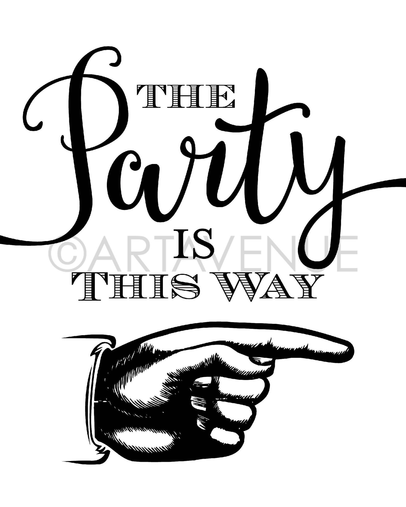 Chic Party Signs Direction Sign Printables the Party is | Etsy