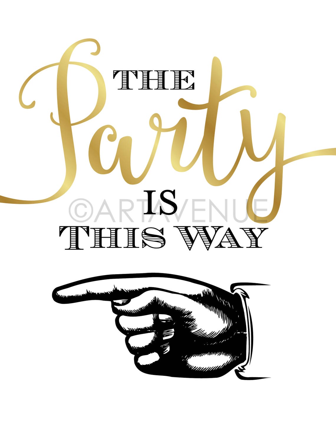 Chic Party Signs Direction Sign Printables the Party is - Etsy