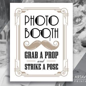 Photo Booth Sign JPG SVG Downloads | Gatsby Party Printable | Vintage ...