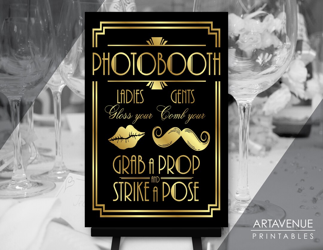 Roaring 20's Wedding Party Decorations, 24 X 36 Photo Booth Ladies and ...