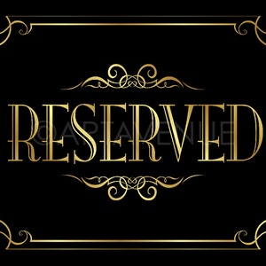 Printable Art Vintage Gold Wedding Sign - "reserved" Sign - Faux Gold ...