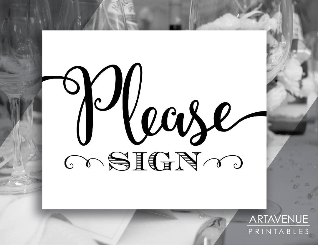 Chic Party Sign Printables | Please Sign | Wedding Downloads | Black ...