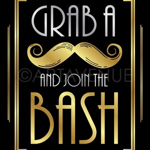 Mustache Party Quote Printable, Grab A Mustache and Join the Bash, Art ...