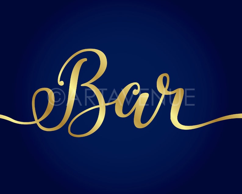 Chic Navy and Gold Party Signs Bar Sign Printables Navy - Etsy