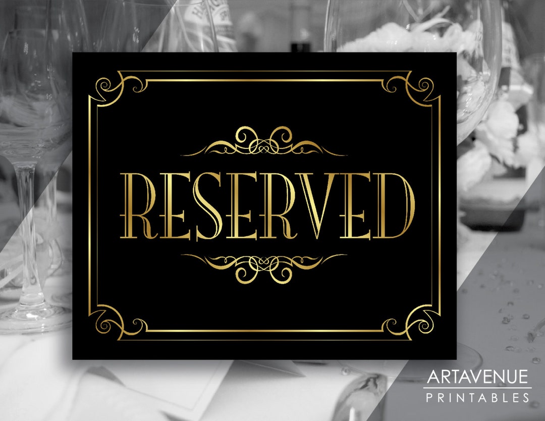 Printable Art Vintage Gold Wedding Sign - "reserved" Sign - Faux Gold ...