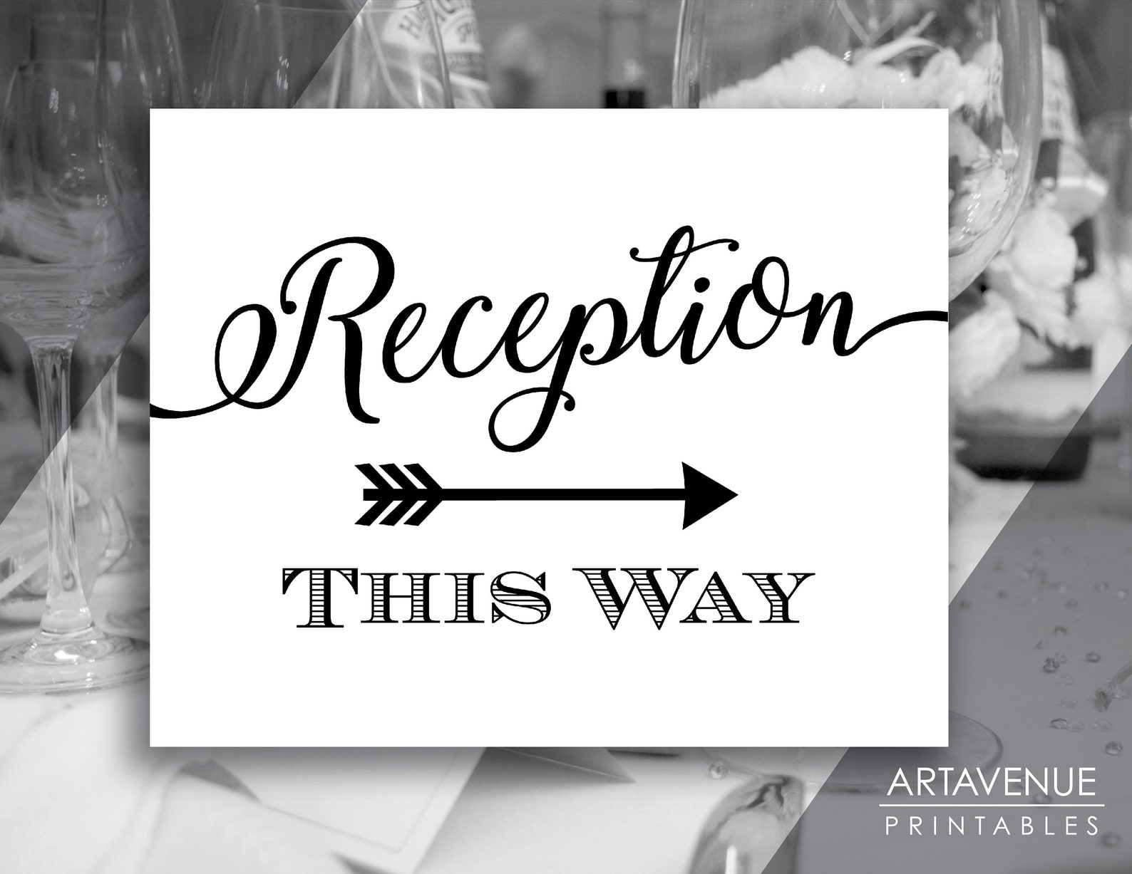 Chic Black and White Party Signs Reception This Way Sign - Etsy