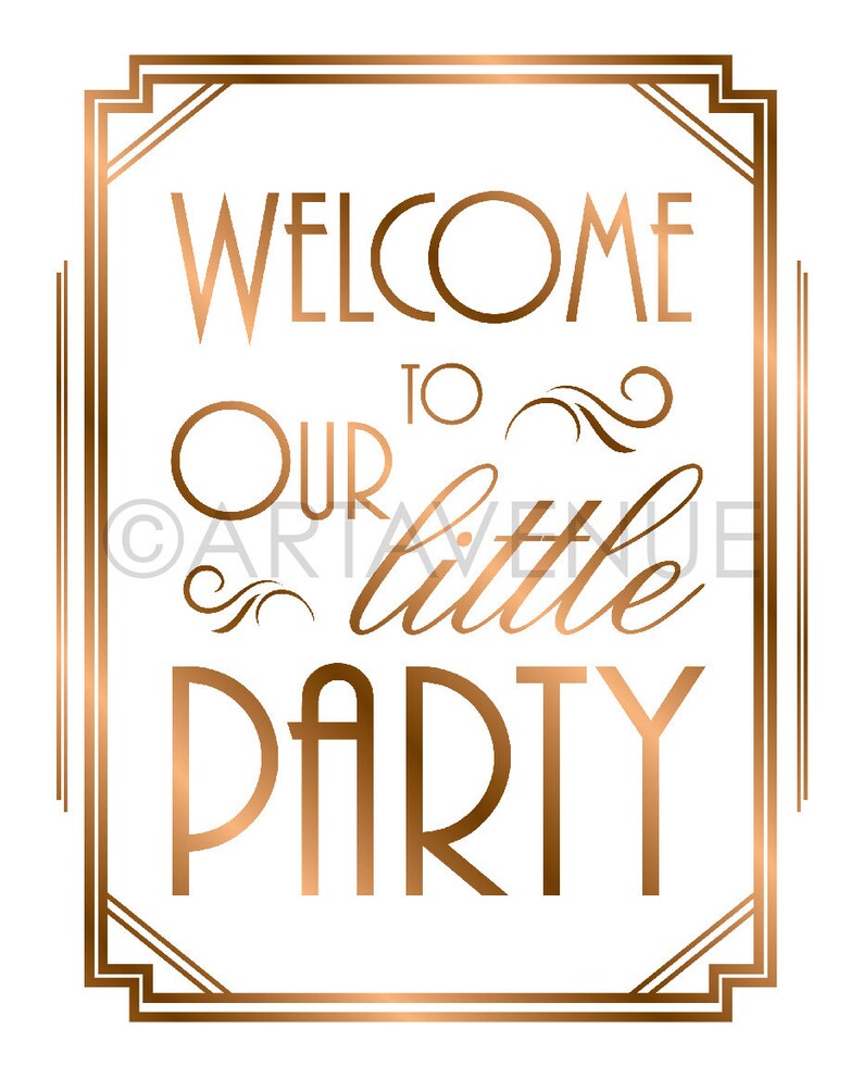 Art Deco Party Welcome Printable Sign Gatsby Wedding Roaring - Etsy