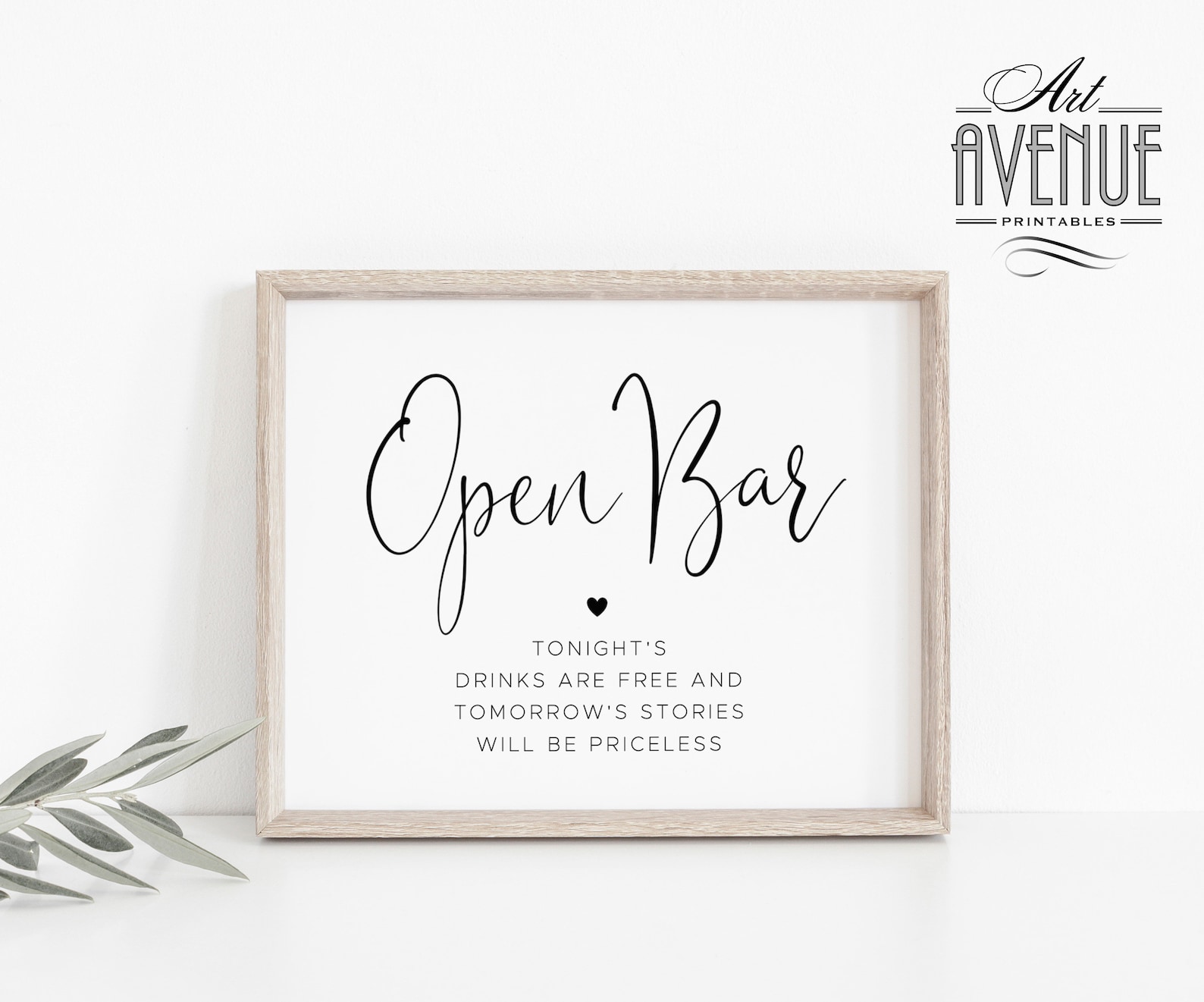 Wedding Open Bar Sign Template 8x10 Minimalist Wedding Bar - Etsy