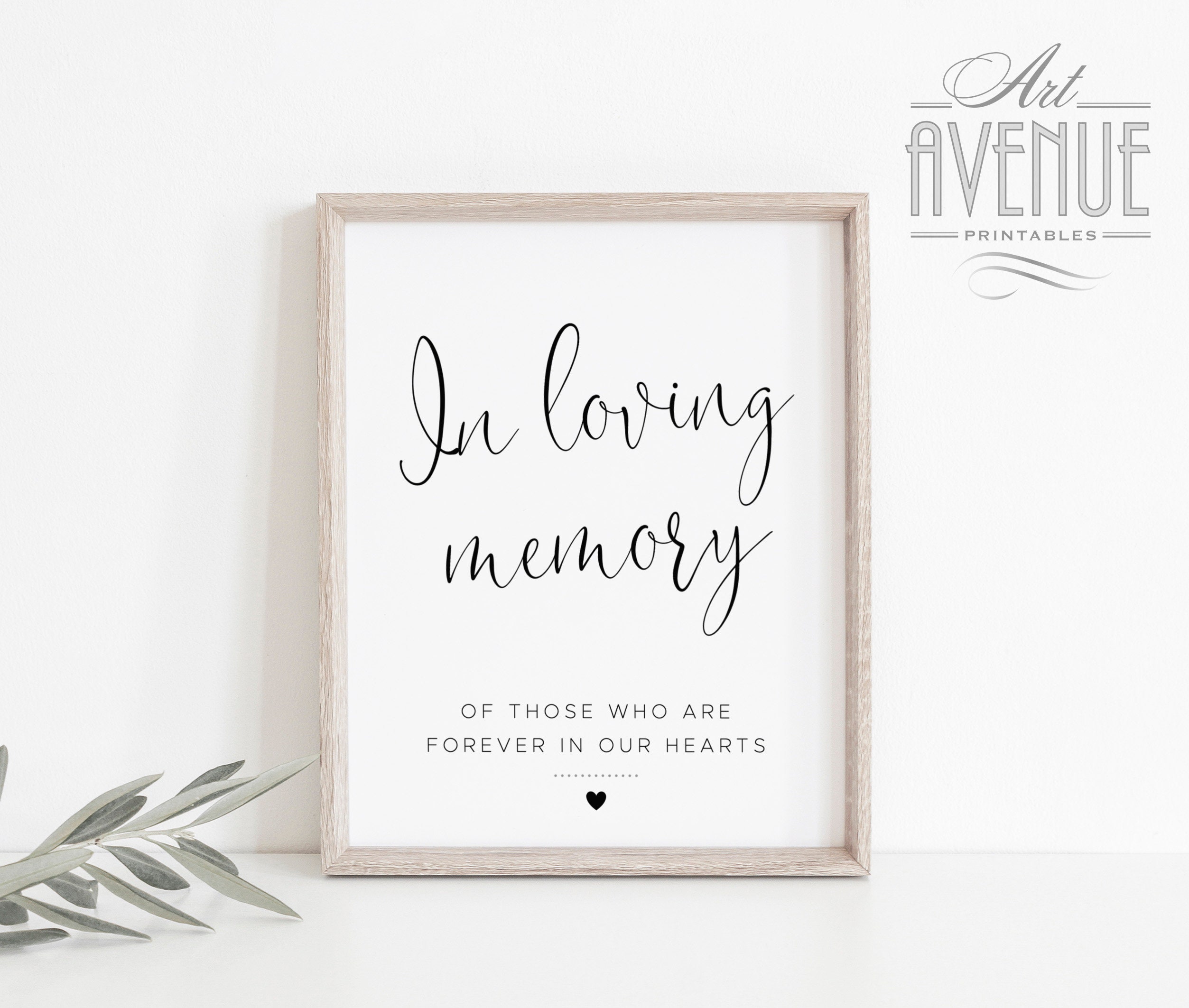 In Loving Memory Sign Template 8x10 Minimalist Calligraphy | Etsy