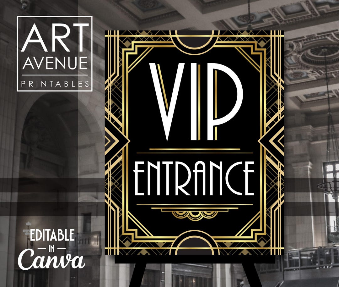 VIP Entrance Sign, Great Gatsby Wedding Party Sign Decorations, Roaring ...