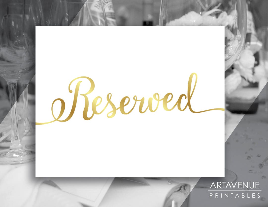 Gold Chic Wedding Signs | RESERVED Sign | Gold Wedding Sign Printables ...