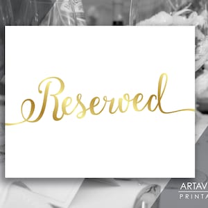 Gold Chic Wedding Signs | RESERVED Sign | Gold Wedding Sign Printables ...