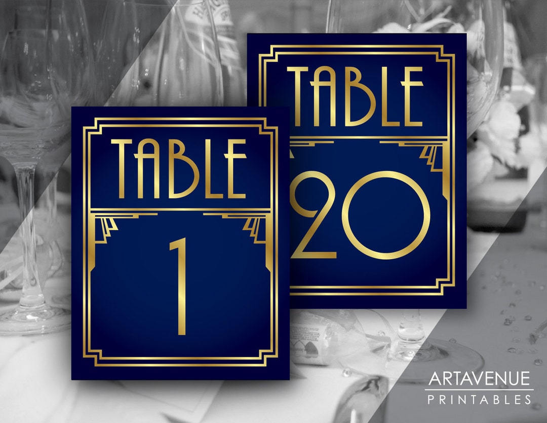 Art Deco Party Table Number Signs 1-20, Gatsby Wedding, Roaring ...