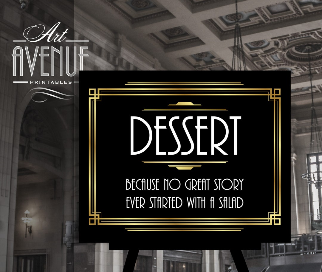 Editable Dessert Sign Template | Gold Gatsby Dessert Cake Sign ...
