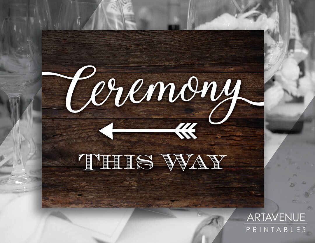 Rustic Chic Wedding Signs Ceremony This Way Sign Direction - Etsy