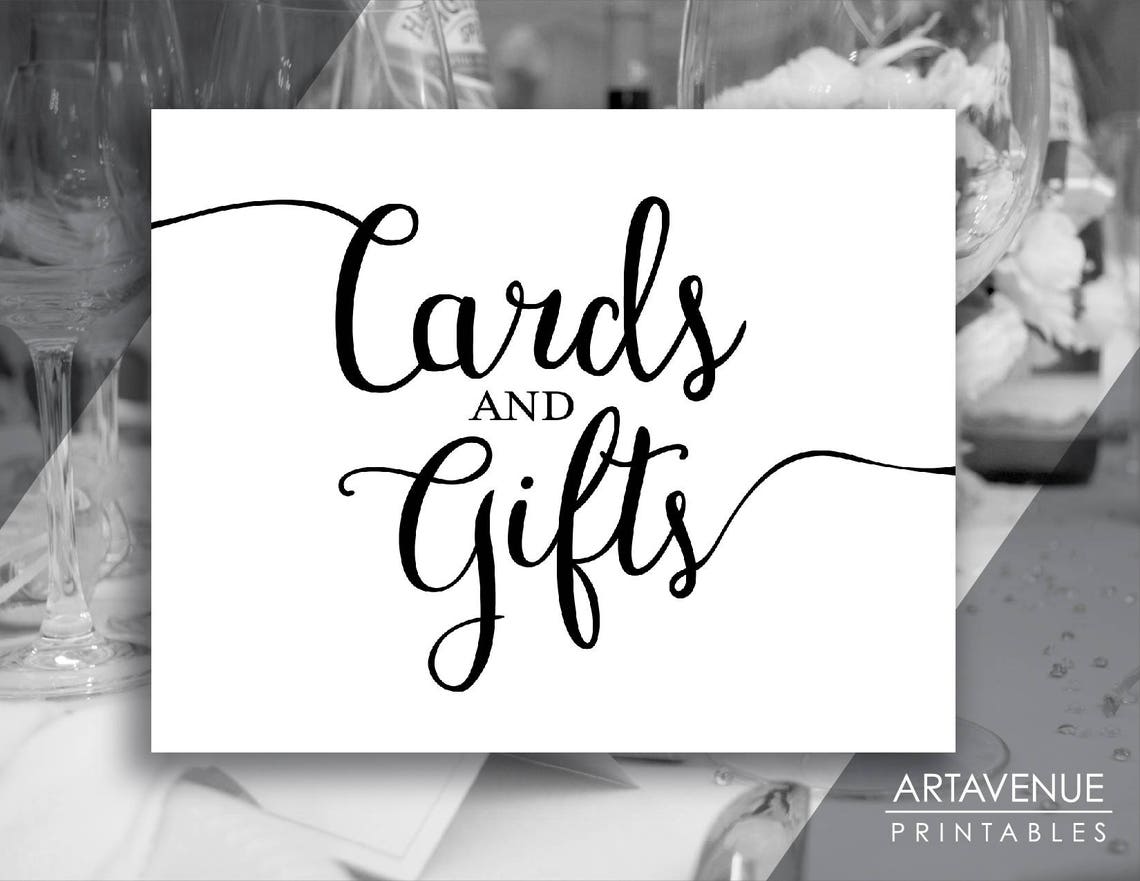 Calligraphy Script Sign Printables / CARDS and GIFTS Sign / Chic ...