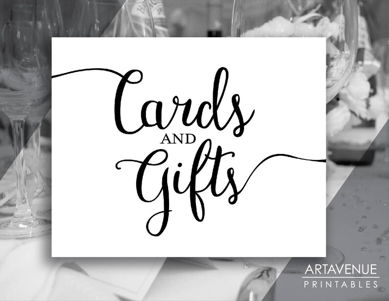 Calligraphy Script Sign Printables / CARDS and GIFTS Sign / Chic ...