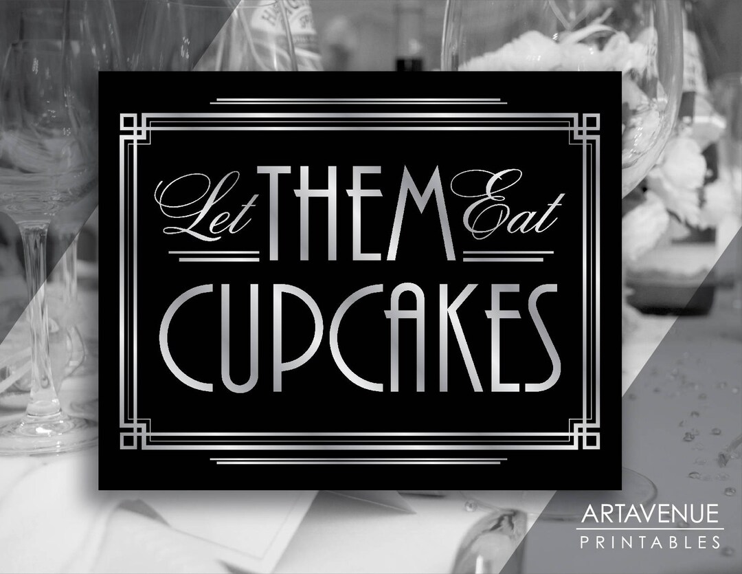 Letrero imprimible con texto "Let Them Eat Cupcakes" para boda estilo ...
