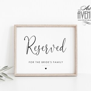 MODERN MINIMALIST Wedding Family Reserved Sign Template, 8x10 ...