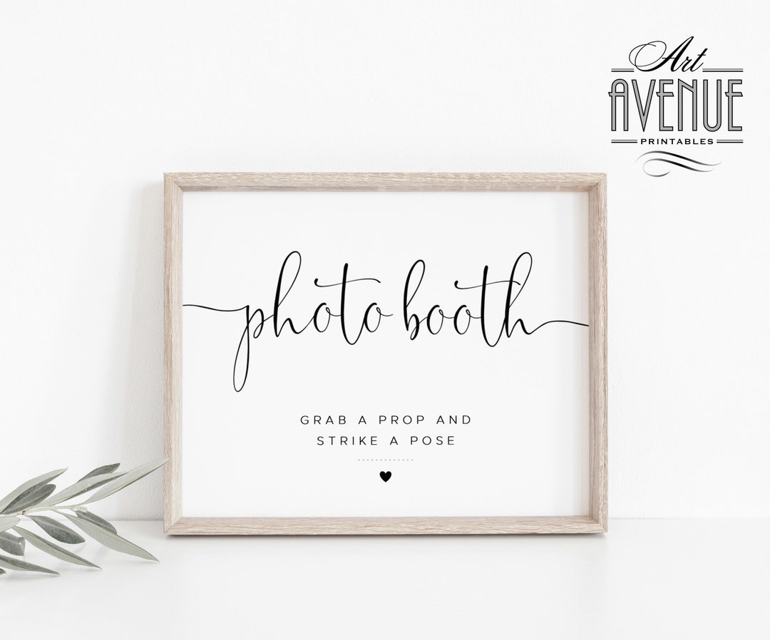 Wedding Photo Booth Sign Template, 8x10 Minimalist Wedding Calligraphy ...