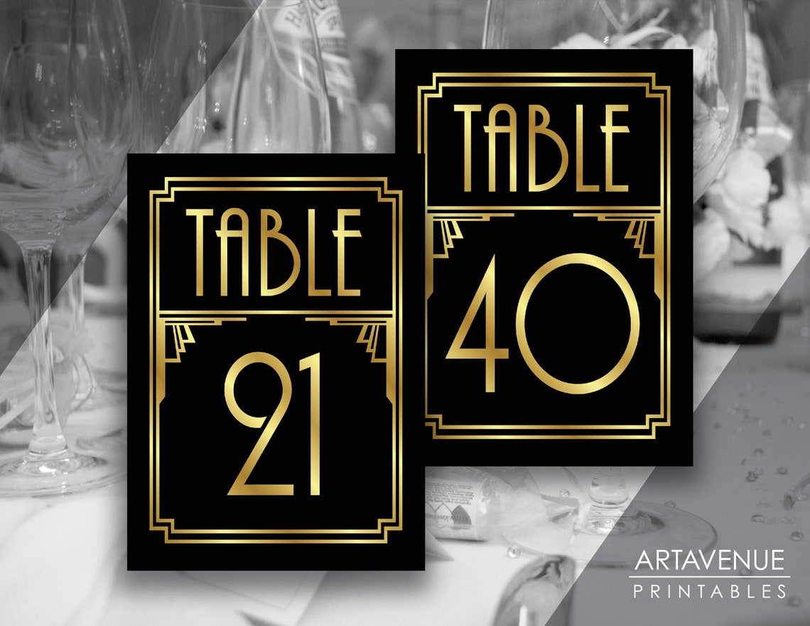 Art Deco Table Numbers Sign Printables 5x7 Table Numbers - Etsy