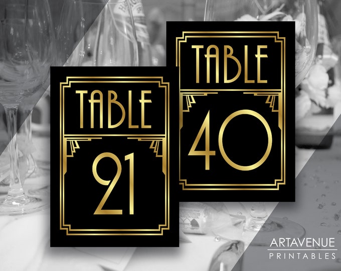 Printable Gatsby Table Numbers Template, Harlem Nights, Roaring 20s ...